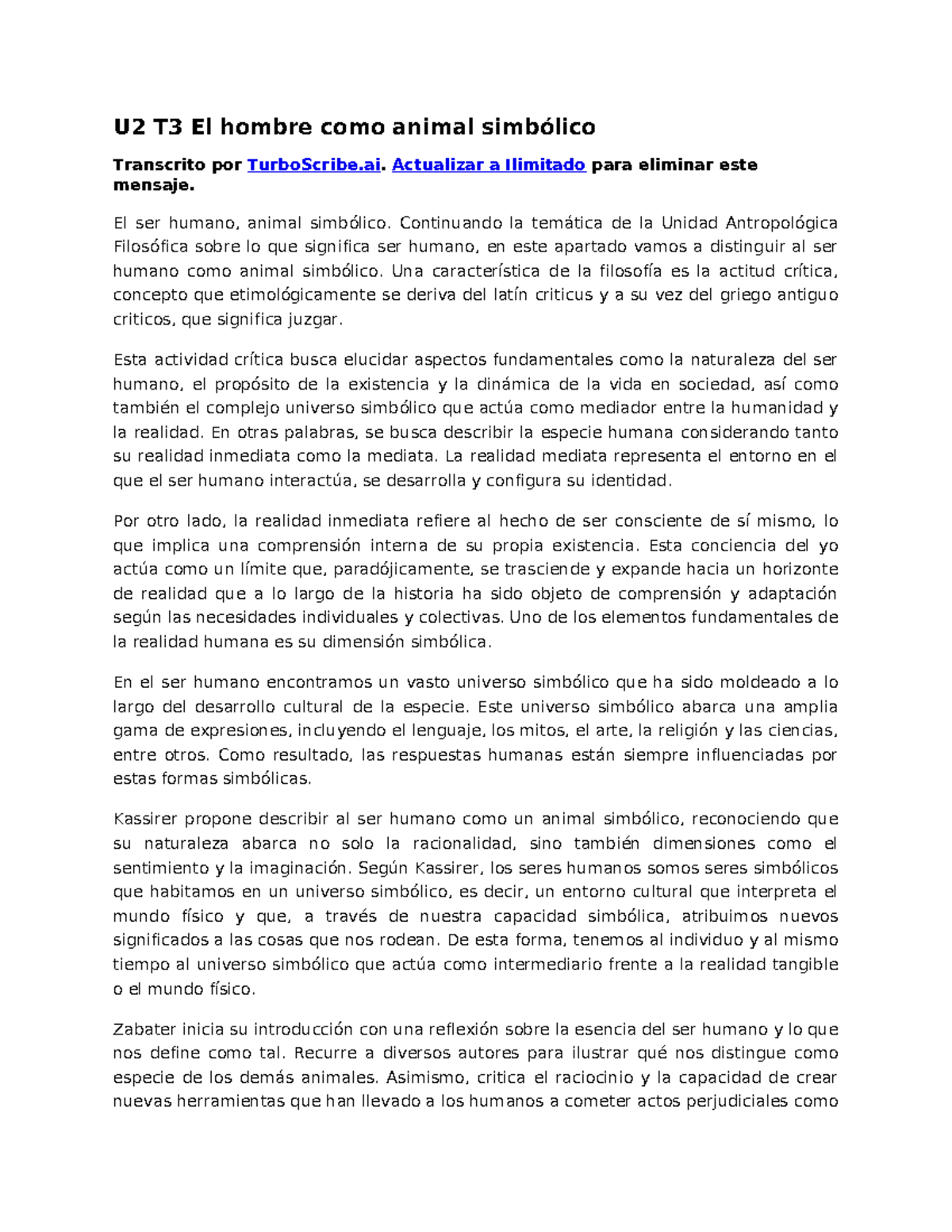 U2 T3 El hombre como animal simbólico - U2 T3 El hombre como animal ...