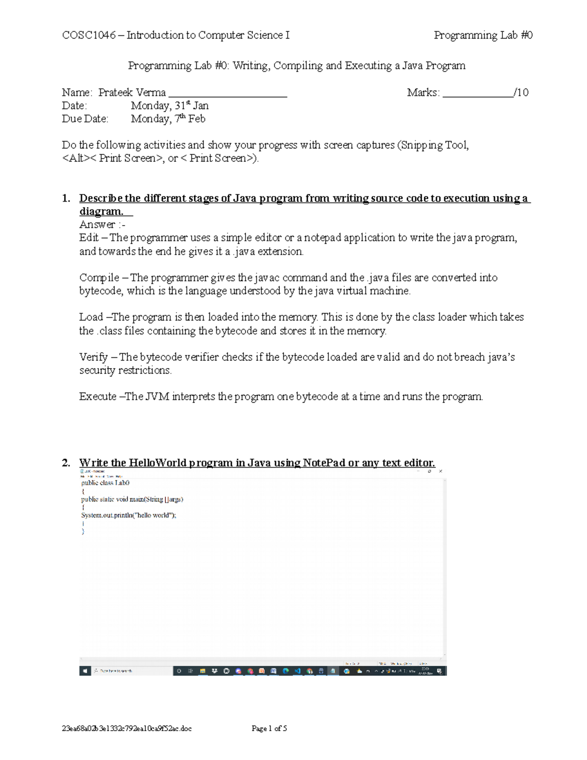 programming lab Writing Compiling and Executing - Programming Lab #0: Writing, Compiling and ...