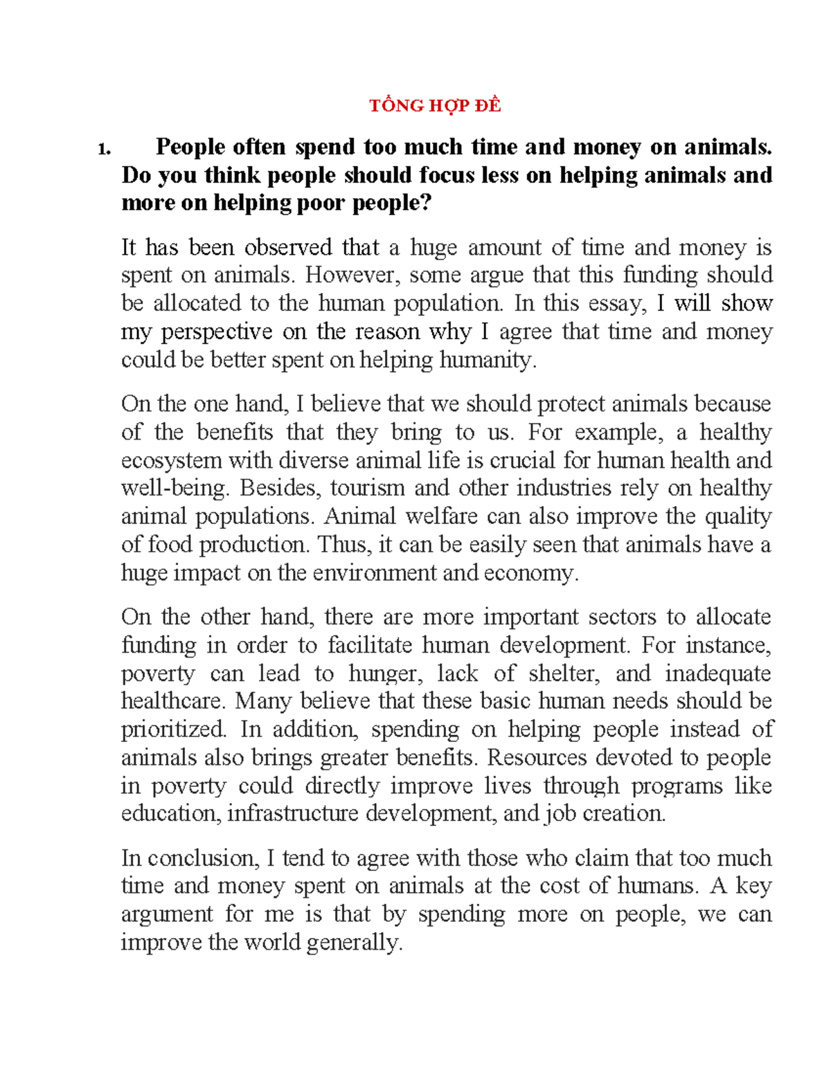 Essay TATM 2 - tatm - TỔNG HỢP ĐỀ 1. People often spend too much time ...