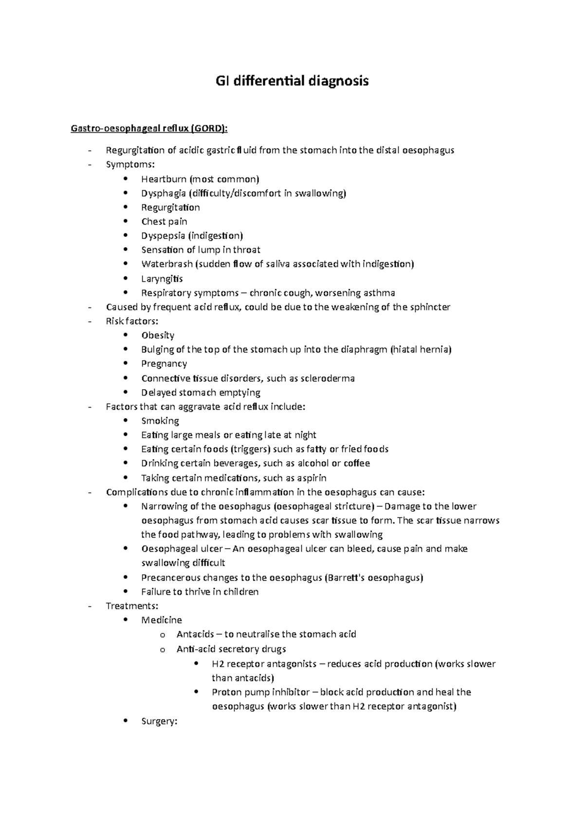 GI differential diagnosis - The scar tissue narrows the food pathway ...