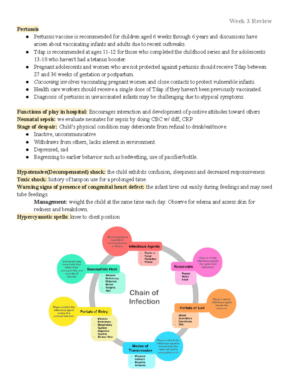 Week 3 review - week 3 lecture notes - Pertussis Pertussis vaccine is ...