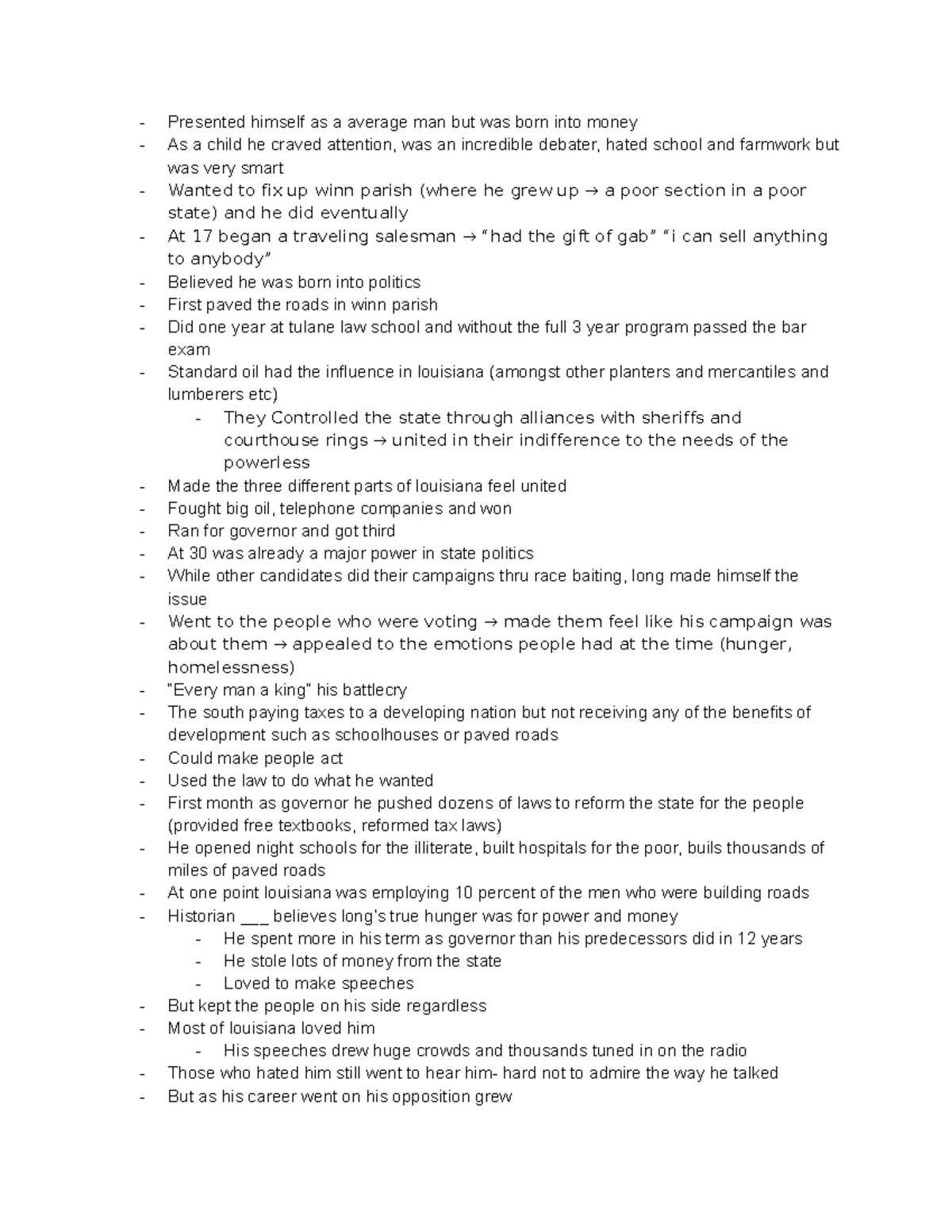 Huey Long Documentary - Presented himself as a average man but was born ...