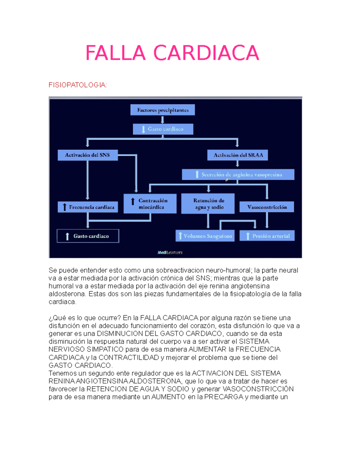Falla Cardiaca - FALLA CARDIACA FISIOPATOLOGIA: Se puede entender esto ...