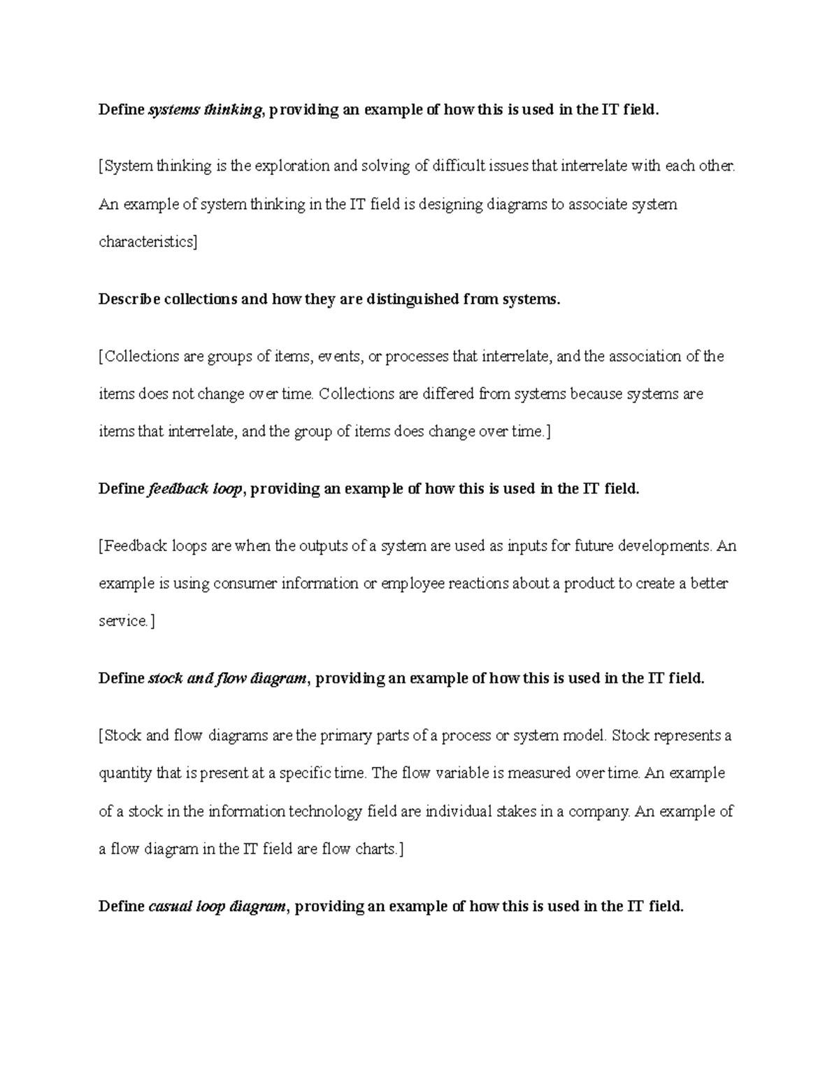 6-1 Activity Systems Thinking Project Milestone - Define systems thinking, providing an example ...