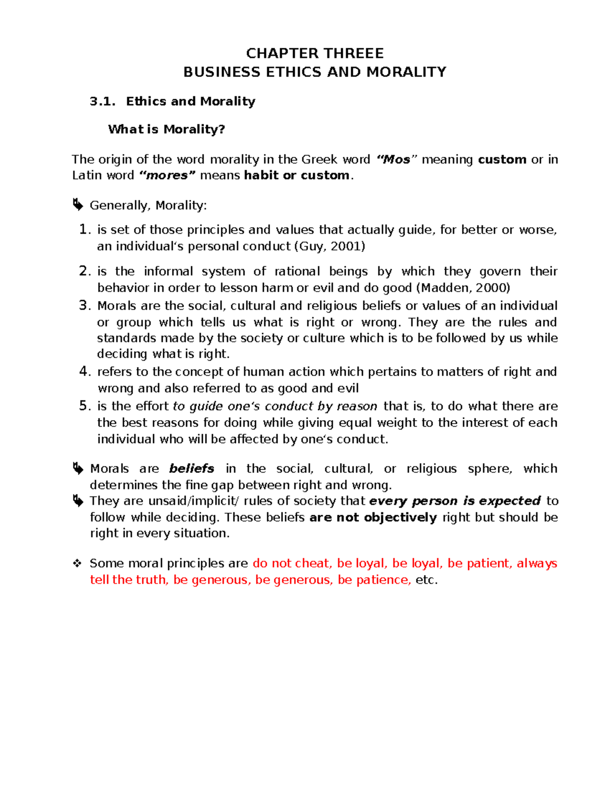 Business Ethics Chapter 3,4 and 5 - CHAPTER THREEE BUSINESS ETHICS AND MORALITY Ethics and ...