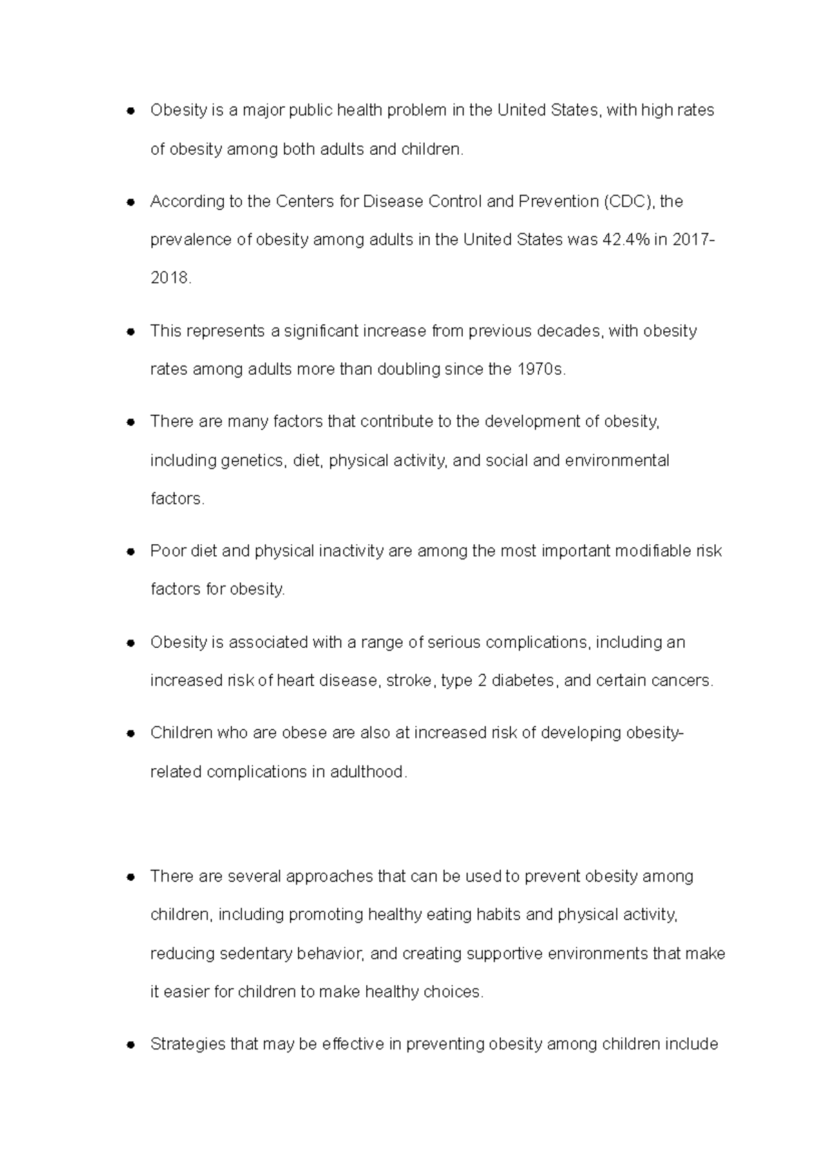 Health psch 3 - lecture notes - Obesity is a major public health ...