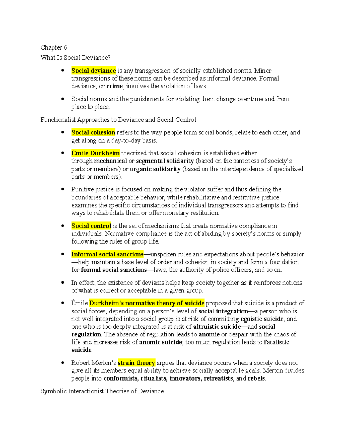 introduction to sociology. chapter 7. lecture notes. - Chapter 6 What ...