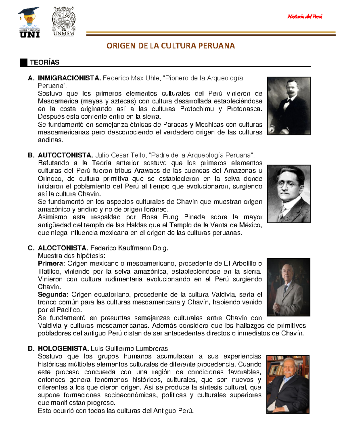 Origen DEL Poblamiento Peruano TEMA 4 - I - ORIGEN DE LA CULTURA PERUANA TEORÍAS A ...