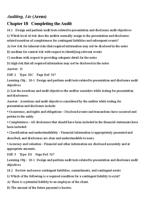 Đề cương ôn thi Practice of Auditing - NGÂN HÀNG CÂU HỎI ÔN THI HỌC ...