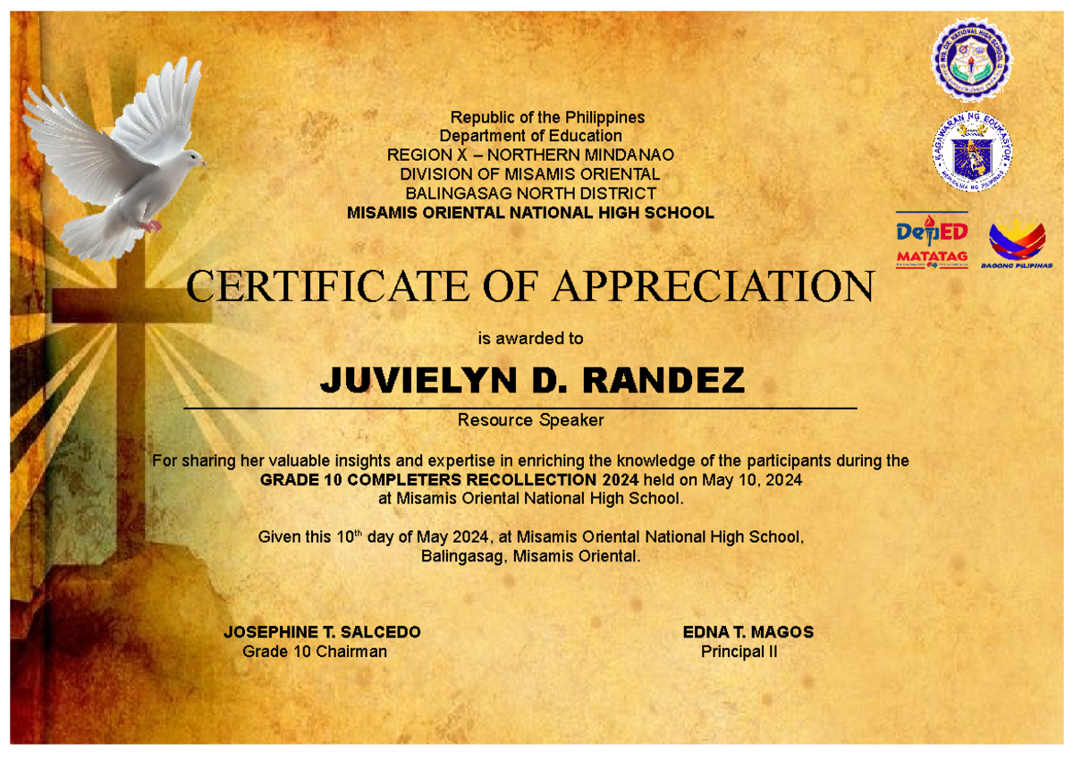 Recollection CErtificates - Republic of the Philippines Department of ...