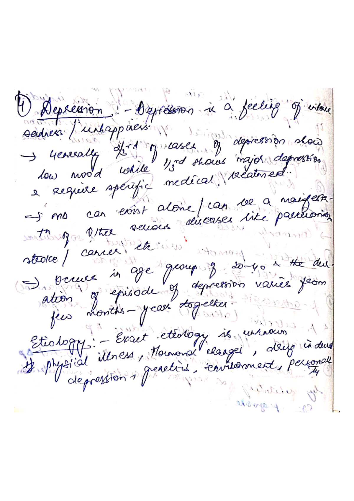 Depression - pathophysiology class notes - 4 Depression ! Depression is ...