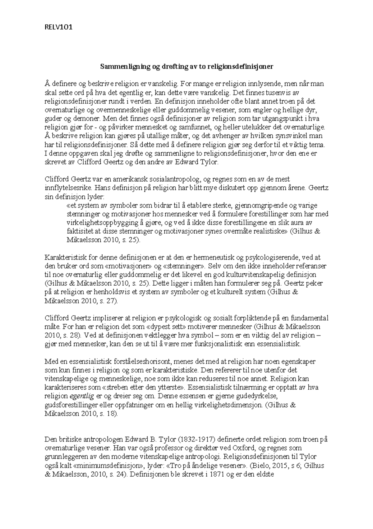 Obligatorisk oppgave RELV101, 10 - Warning: TT: undefined function: 32 RELV1O Sammenligning og ...