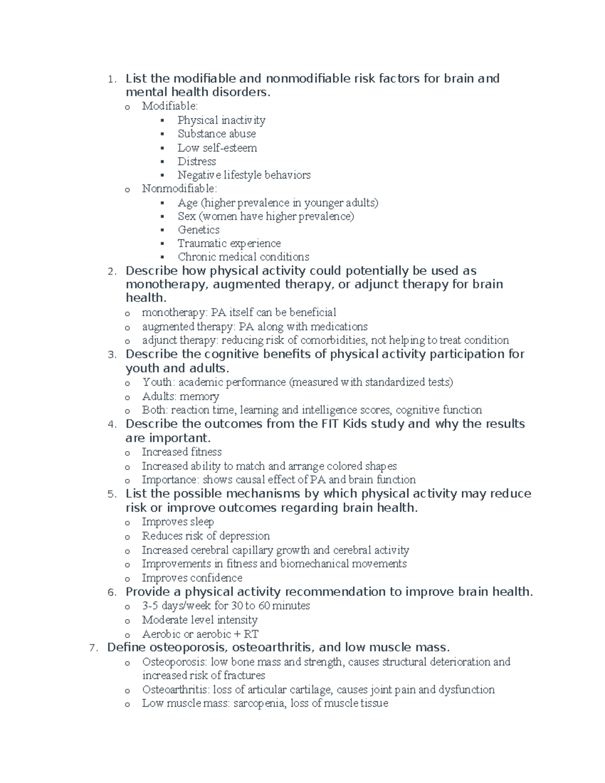 PAH exam 4 - exam 4 study guide - 1. List the modifiable and ...