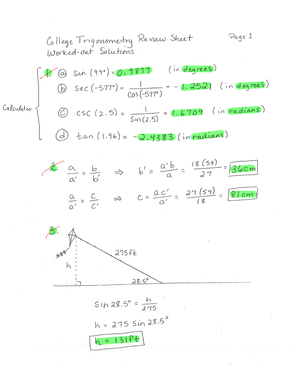 College Trigonometry Final EXAM Review Sheet - SUNY Orange Department ...