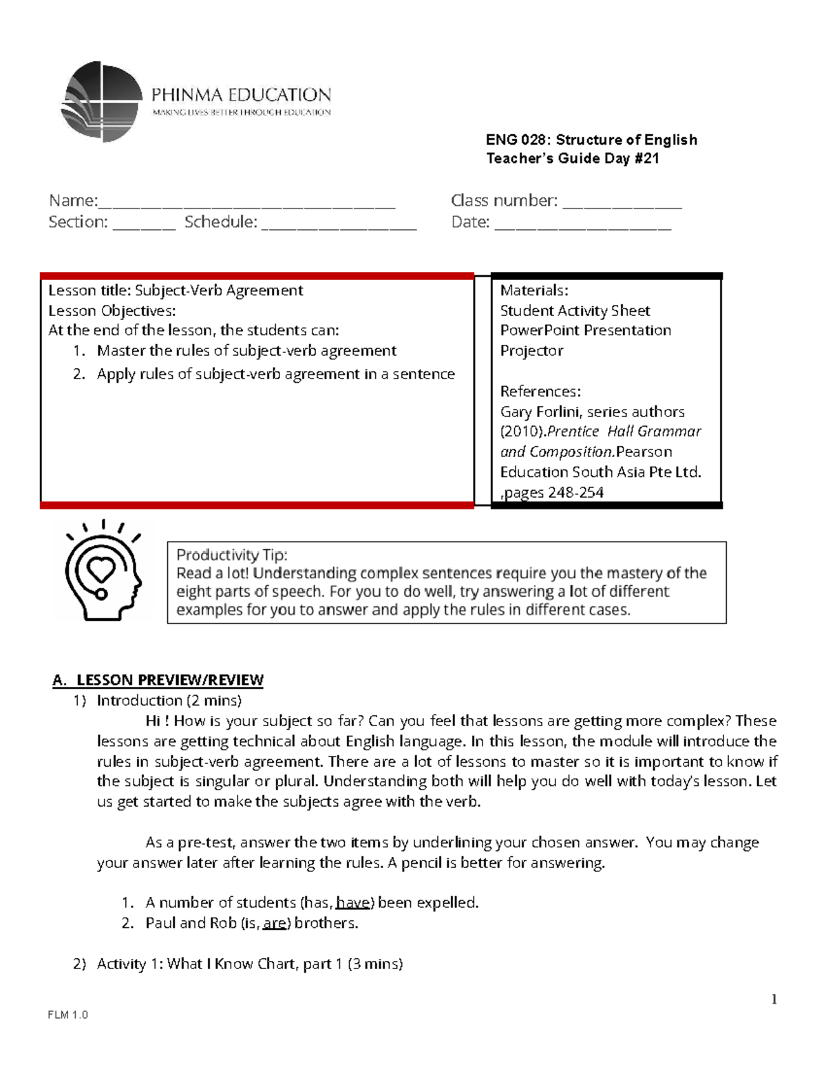 ENG028 - TG DAY #21 - ENG 028: teacher's guide module 21: with answer ...