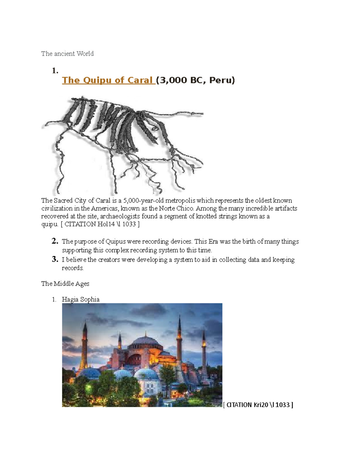 HUM 100 Discussion module 5 - The ancient World 1. The Quipu of Caral ...