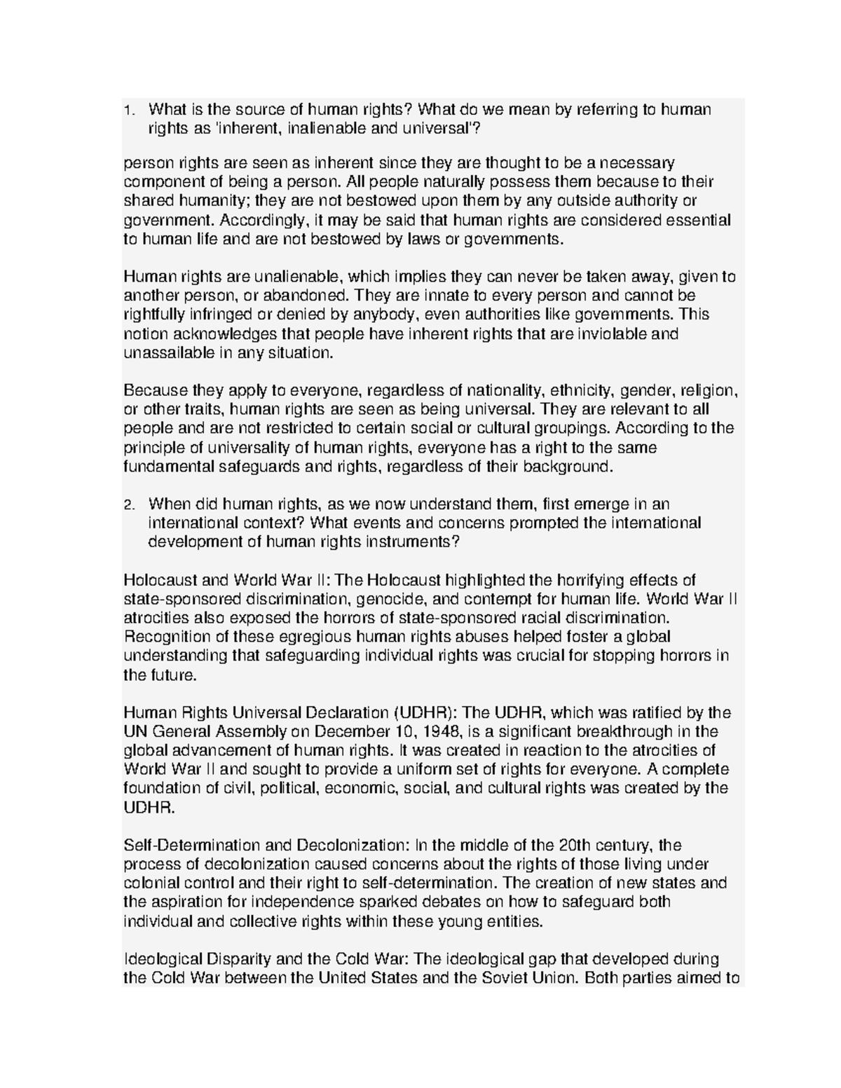 Tutorial 9 - 1. What is the source of human rights? What do we mean by ...