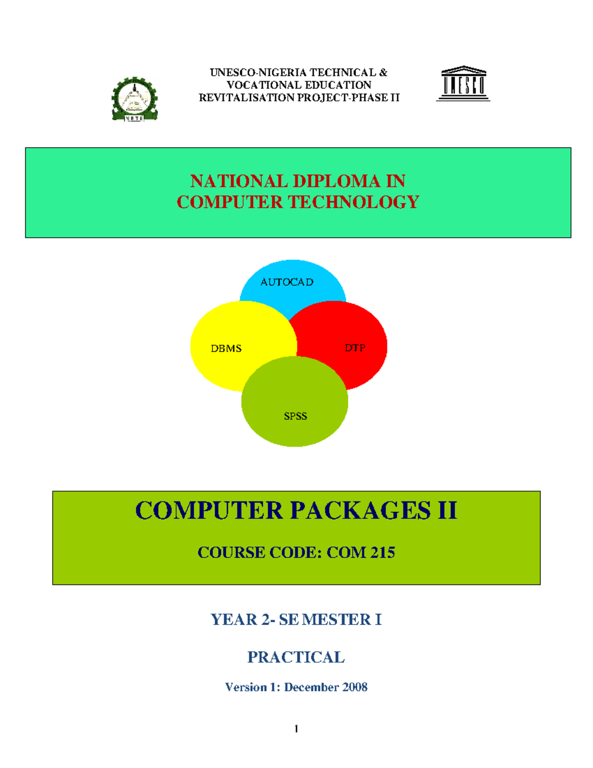 Com 215 computer packages ii practical - UNESCO-NIGERIA TECHNICAL ...