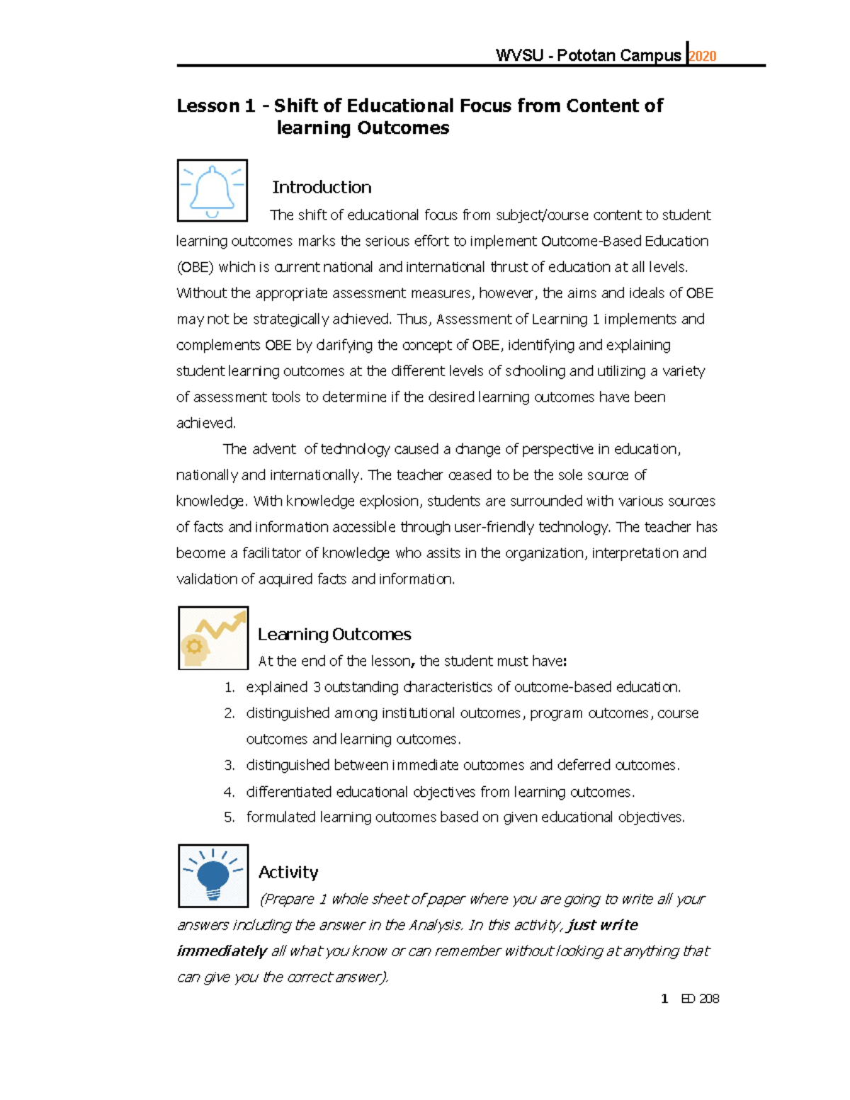 Content of the Module Lesso 1 8 AL 1 - Lesson 1 - Shift of Educational ...