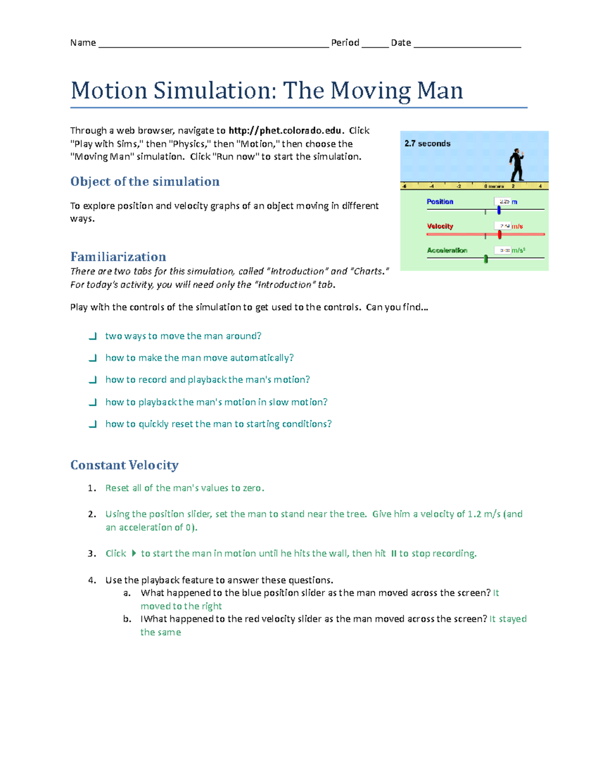 Lab 4 Moving Man - qualitative graphs - Motion Simulation: The Moving ...