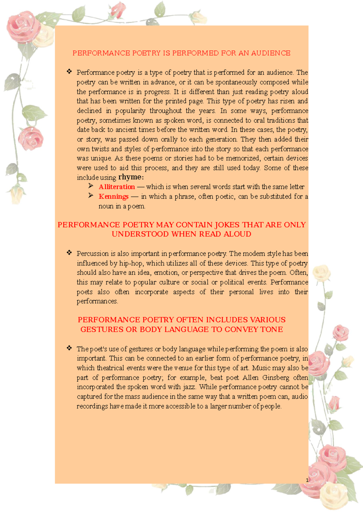 Presentation art about performance poetry - PERFORMANCE POETRY IS ...