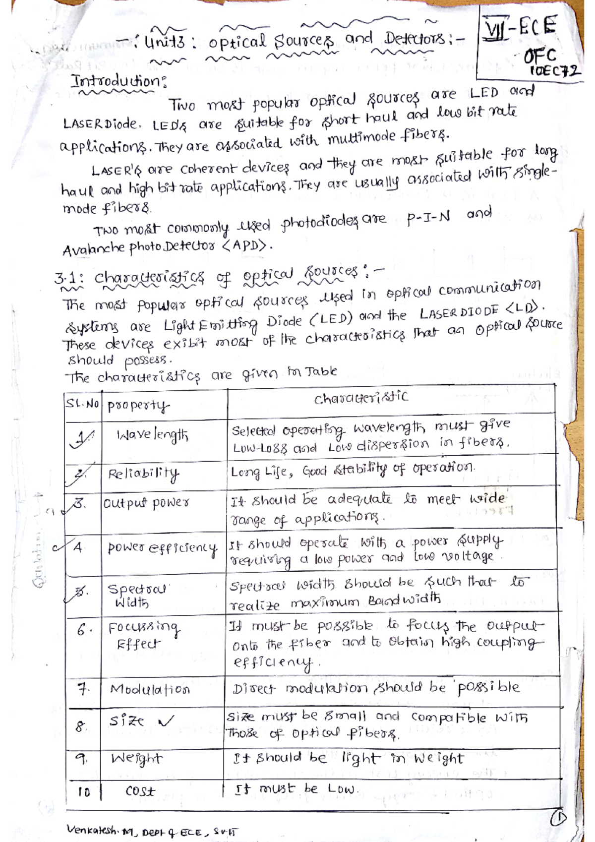 Module 3 Written - Study material - : Units : optical sources and OFC 10EC72 Introduction: Two ...