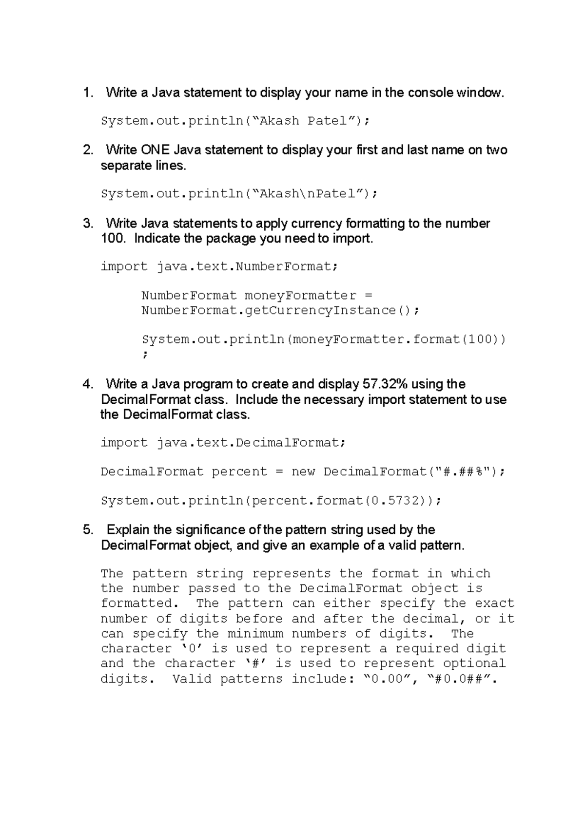 Pre Prac 2 - PrePractical Question for Week 3 - 1. Write a Java ...