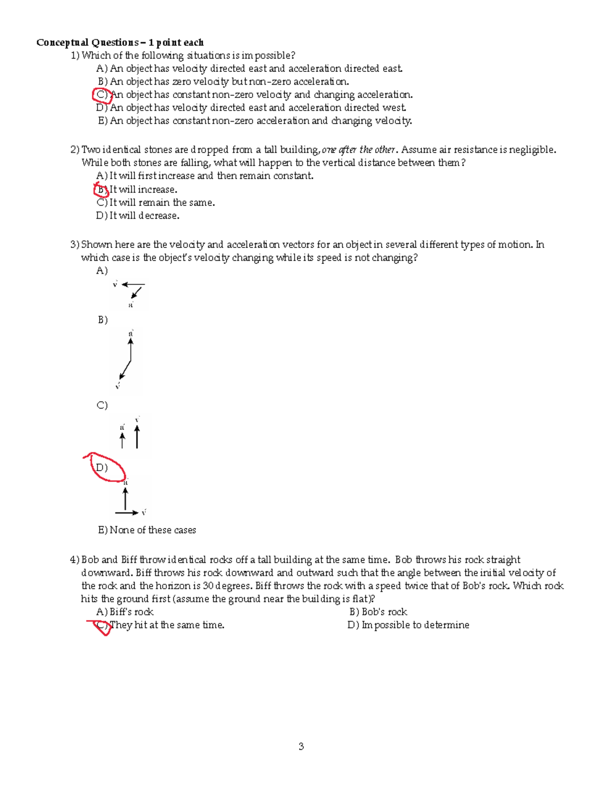Practice Final with answers - Conceptual Questions - 1 point each 1 ...