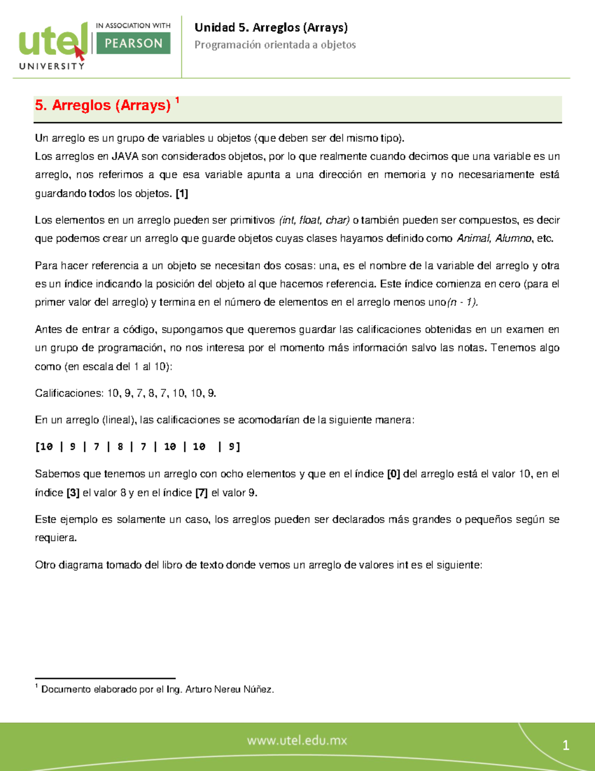 Arreglos Arrays Material De Apoyo Programación Orientada A Objetos 5 Arreglos Arrays