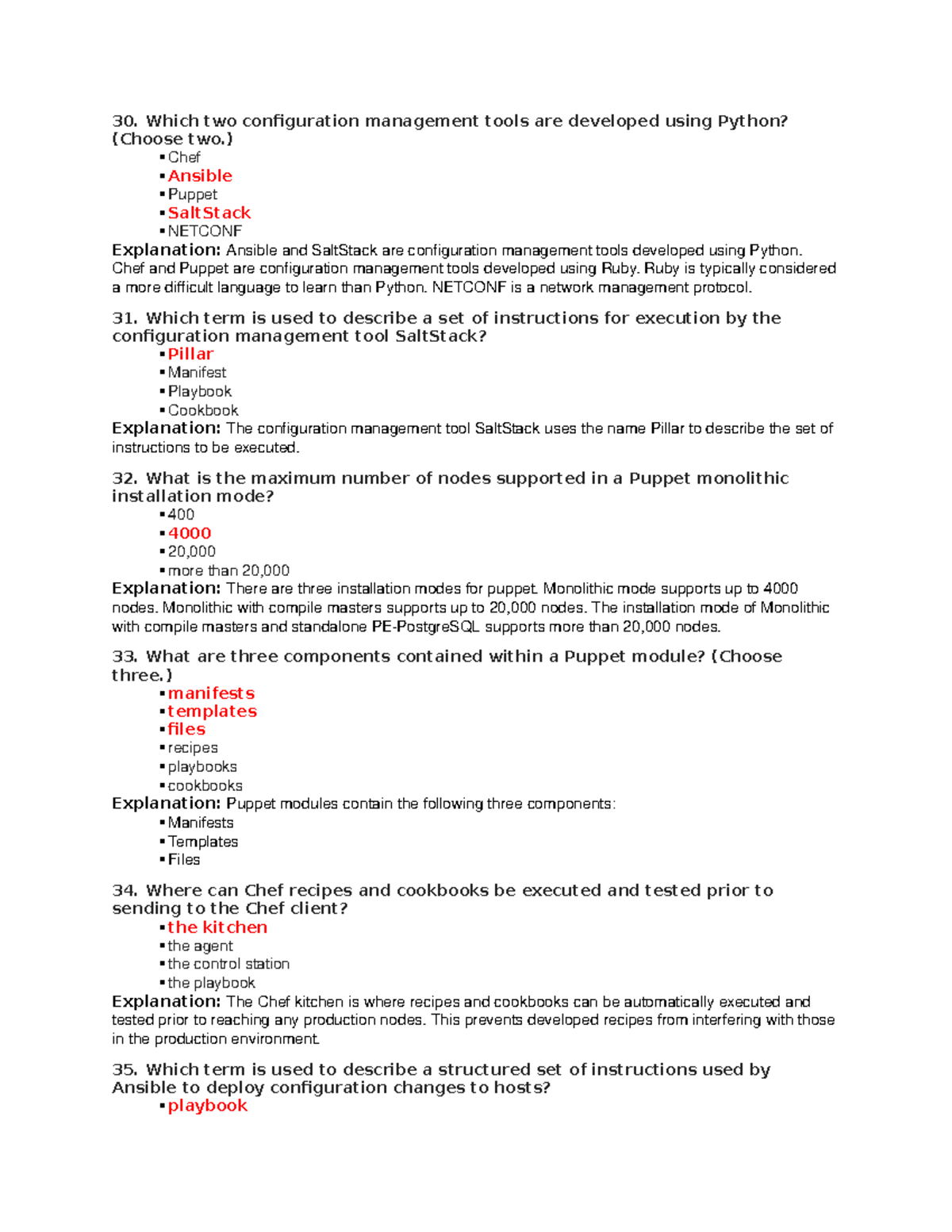 Chapter 29 Quiz – Introduction to Automation Tools (Answers) CCNPv 8 ...