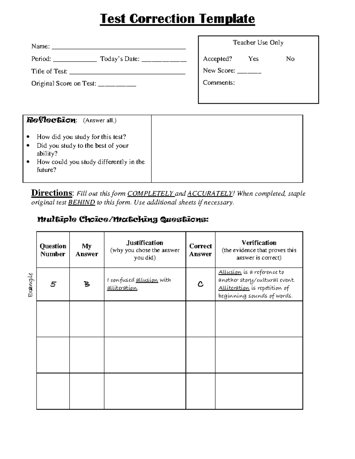 Test Corrections unit 2 - Test Correction TemplateTest Correction ...