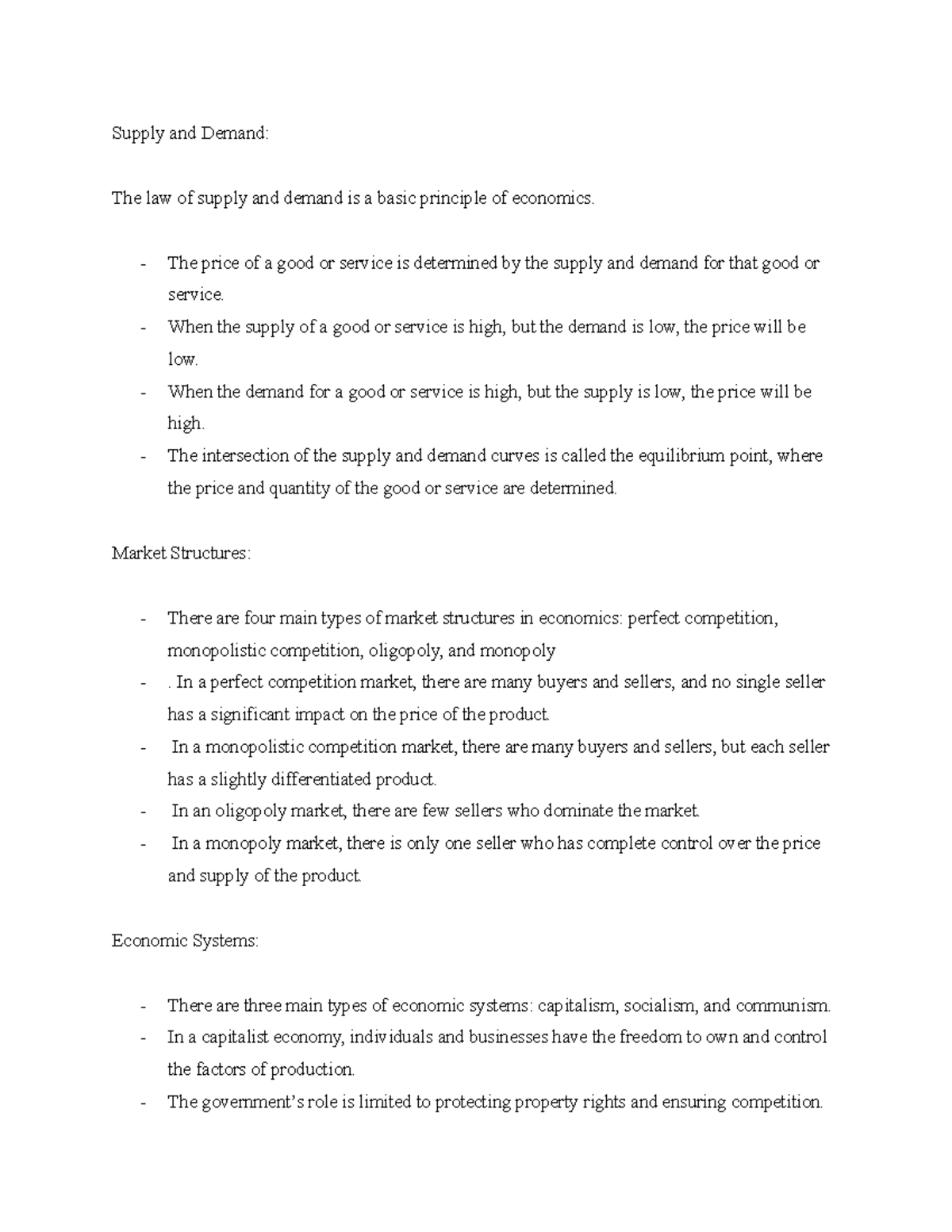 Economy Notes 1 - Development of fundamental economic concepts, basic ...