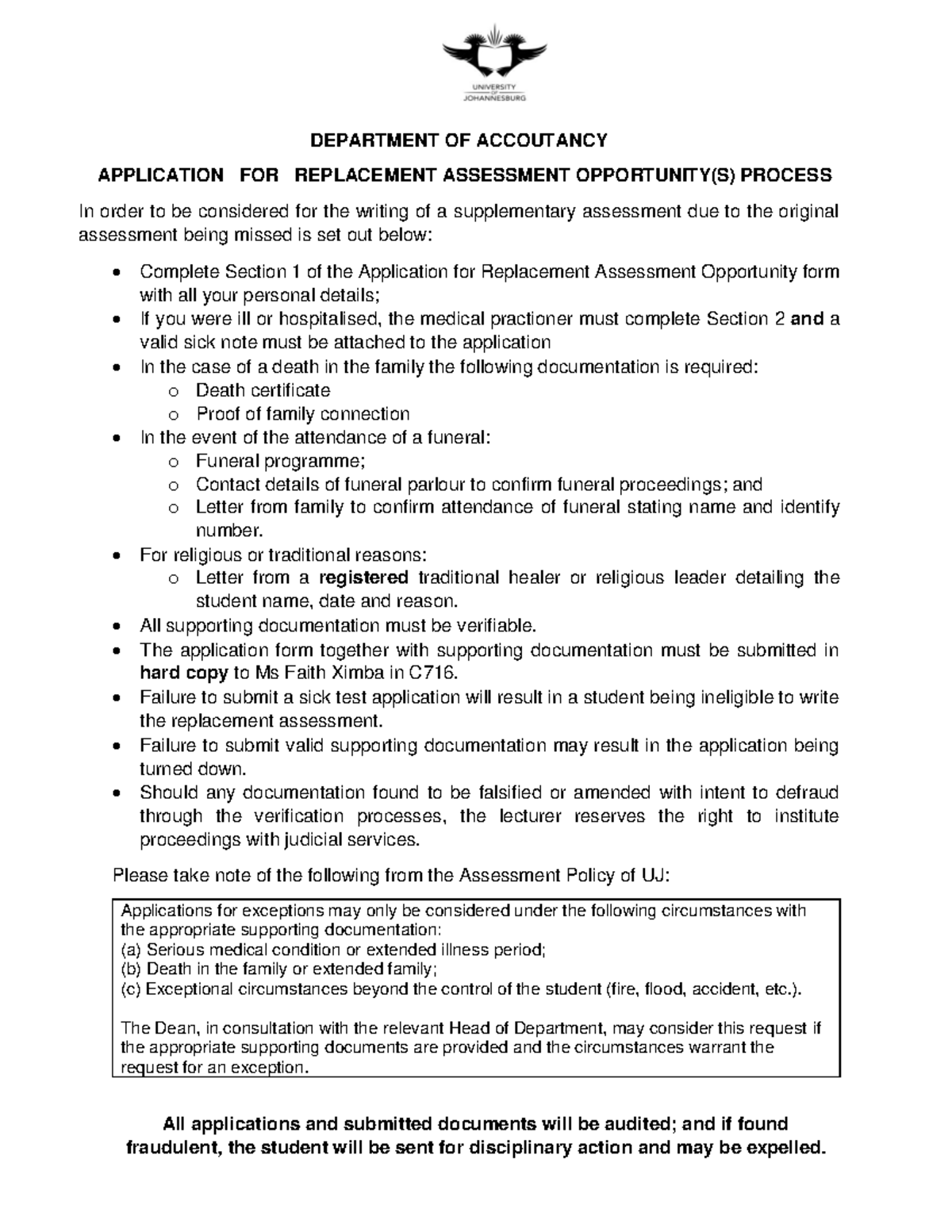 Process to apply for sick test 2023 v1 - DEPARTMENT OF ACCOUTANCY ...
