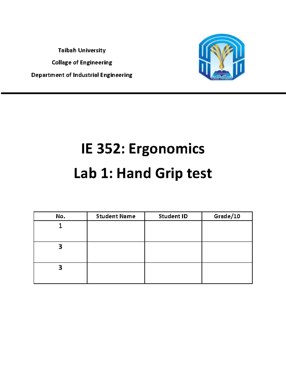 Lab-1-Hand Grip test - rzdhzdrhdrzh - IE 352: Ergonomics Lab 1: Hand ...