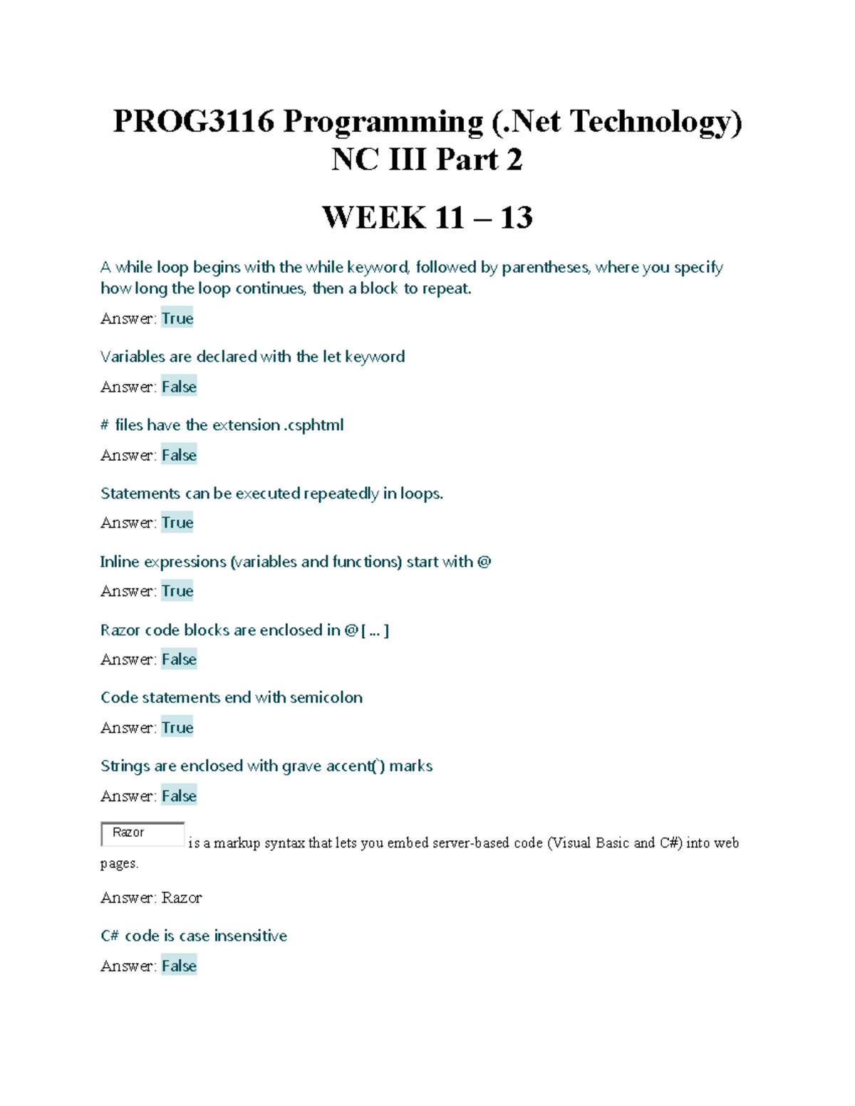 Ilide - lorem - PROG3116 Programming (.Net Technology) NC III Part 2 ...