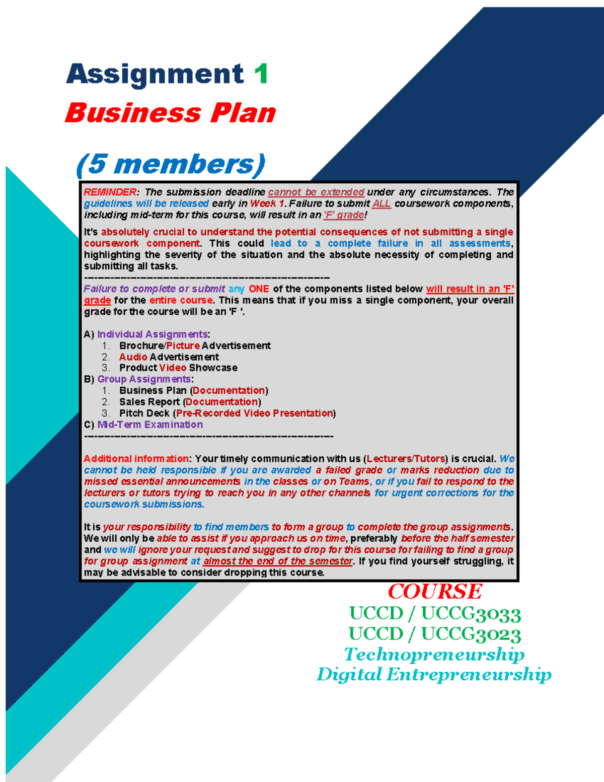 Technopreneurship - Assignment 1 [5 members]-Latest - Assignment 1 ...