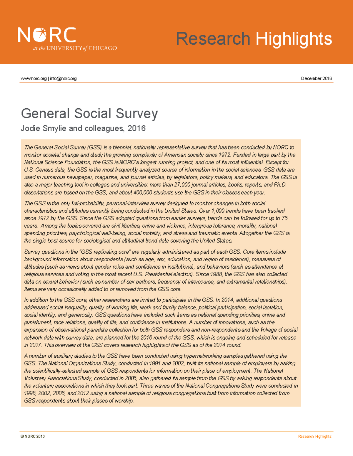 Research Highlights-General Social Survey - General Social Survey NORC ...