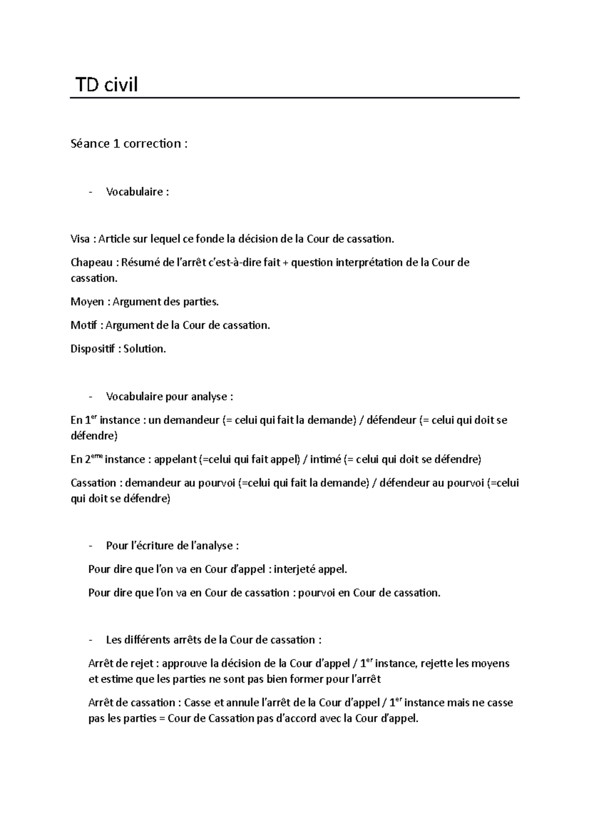 Méthodologie - Methodo analyse d’arrêt - TD civil Séance 1 correction ...