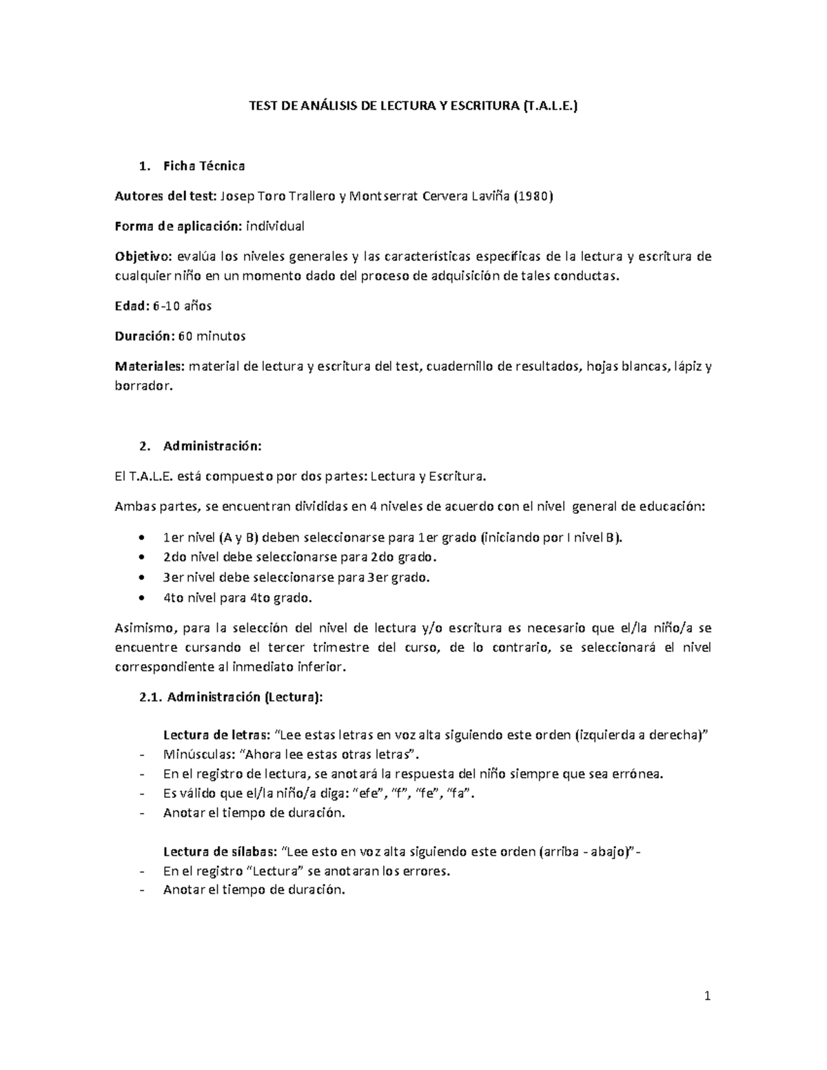 Manual-tale compress - MANUAL TALE - TEST DE ANÁLISIS DE LECTURA Y ...