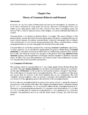 3. Consumer Behaviour - good - introduction to Microeconomics - Studocu