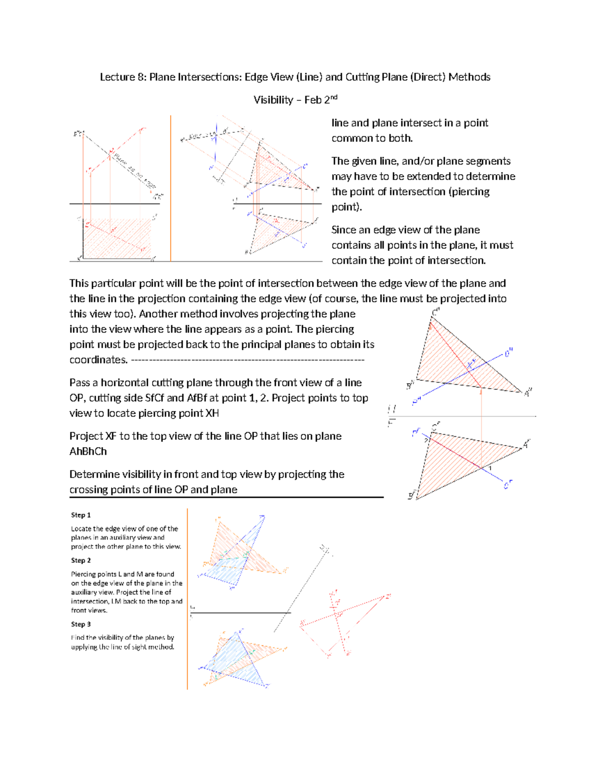 Lecture 8 - Lecture 8: Plane Intersections: Edge View (Line) and ...