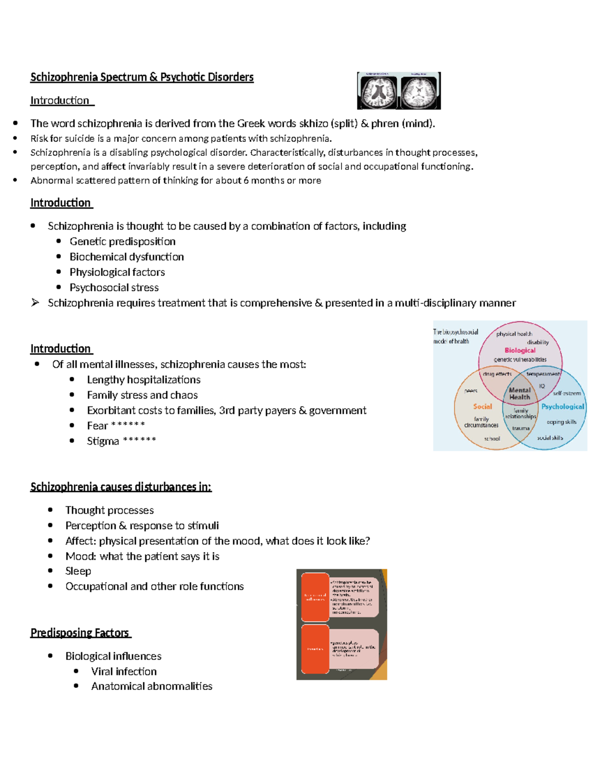 Schizophrenia Spectrum and other psychoic disorders - Schizophrenia Spectrum & Psychotic - Studocu