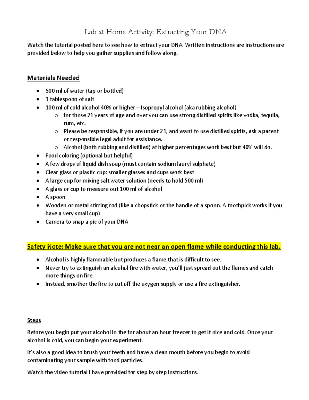Extracting Dna Instructions Make Up At Home Lab At Home Activity Extracting Your Dna Watch