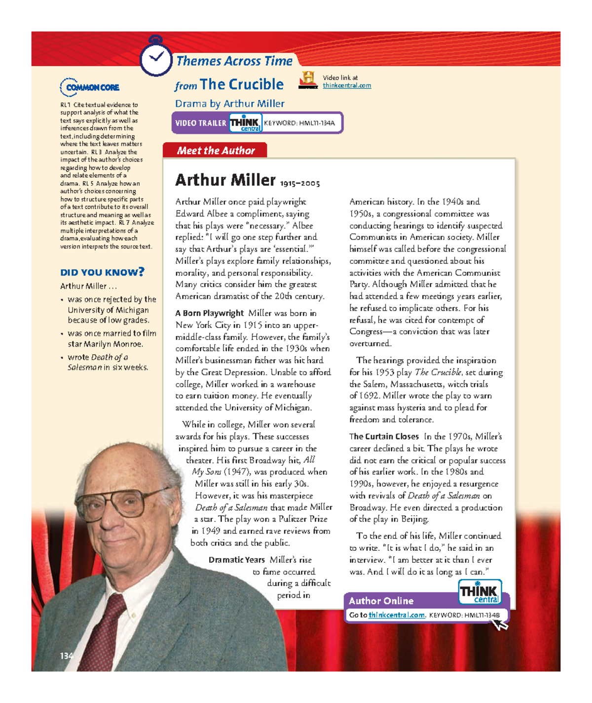 Act I of The Crucible - Meet the Author Themes Across Time Arthur ...