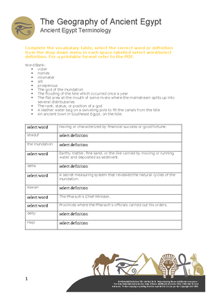 3a. Map and Nile Activity Worksheet - THE LAND OF ANCIENT EGYPT ...