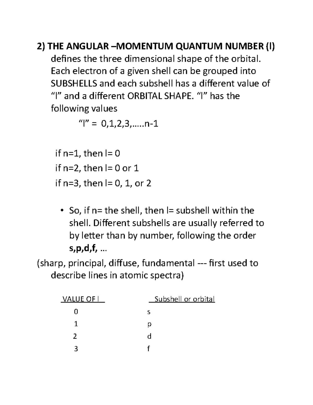 Ch4 The Angular Momentum Quantum Number 2 The Angular Momentum Quantum Number L