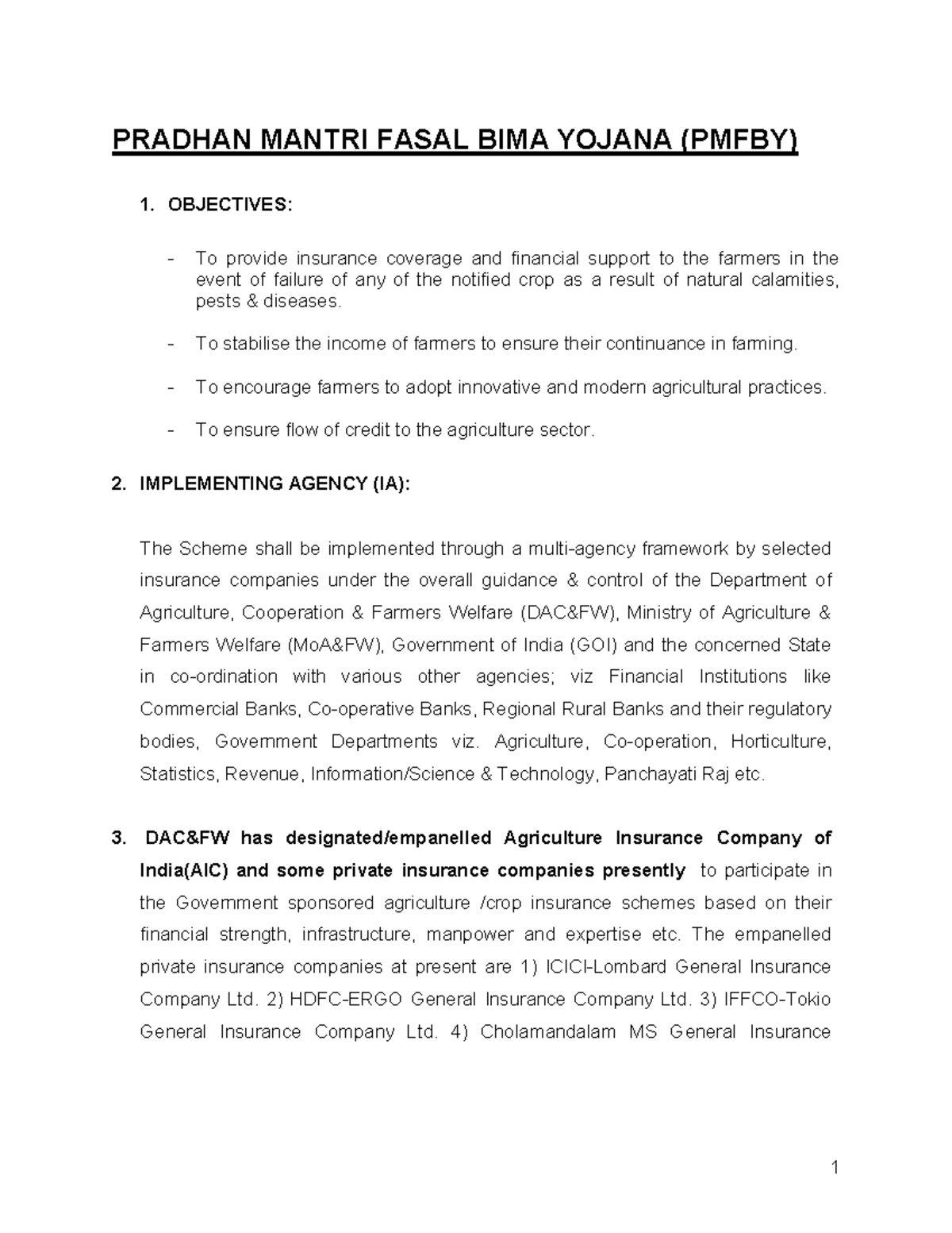Pmfby - SUBMITTED - PRADHAN MANTRI FASAL BIMA YOJANA (PMFBY) 1 ...