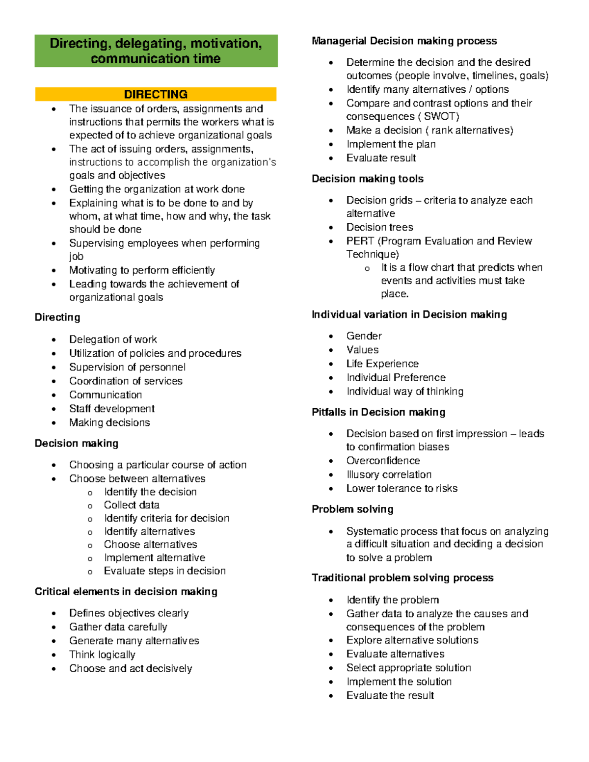 2- Directing - sfds - Directing, delegating, motivation, communication ...