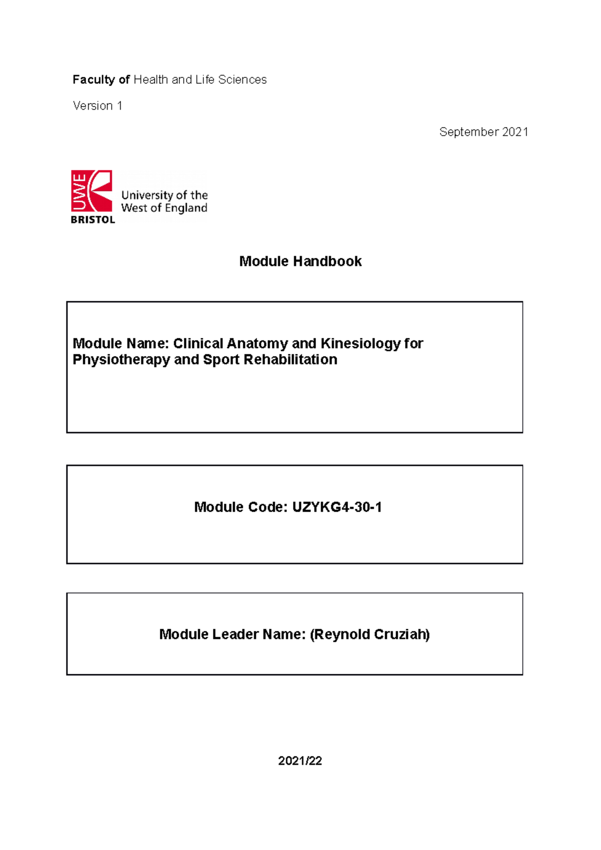 Clinical Anatomy Module Handbook 2021-22 - Faculty of Health and Life ...