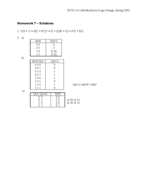 EC311 HW8(11) - Prof. Tali Moreshet - EC311 A1 Introduction to Logic Design, Spring 2022 ...